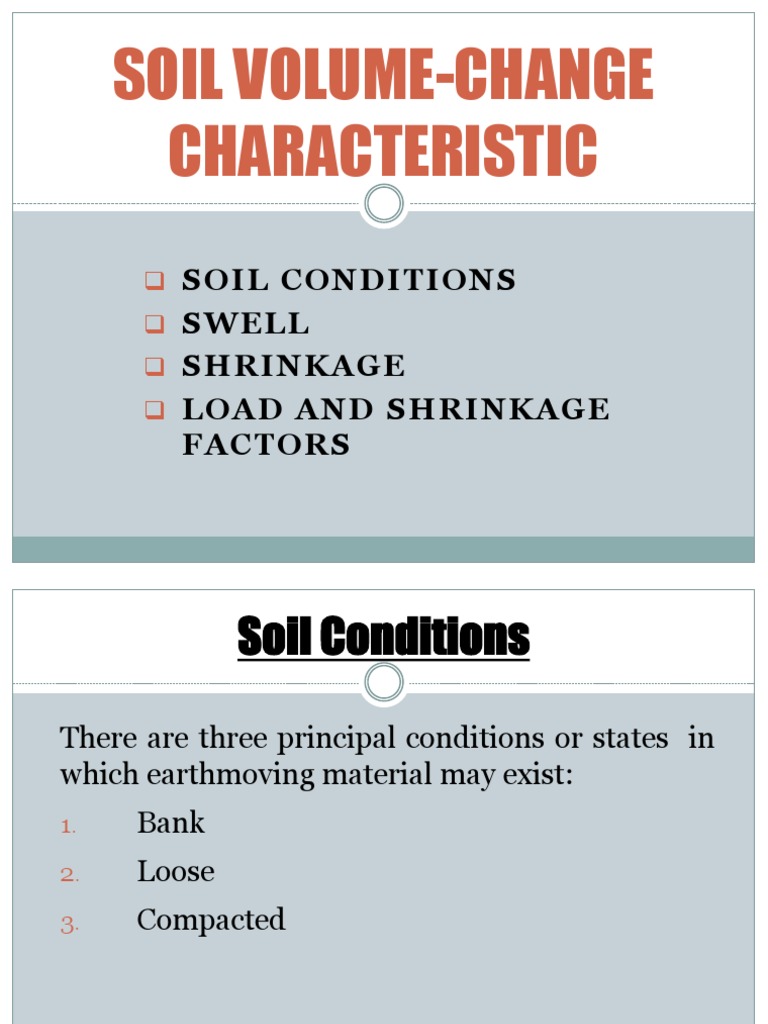 Soil Volume-Change Characteristic: Soil Conditions Swell Shrinkage Load ...
