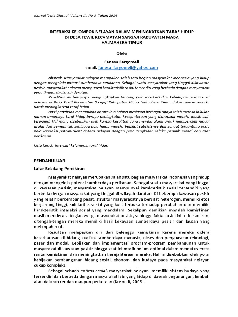 Interaksi Kelompok Nelayan Dalam Meningk | PDF | Ilmu Sosial ...