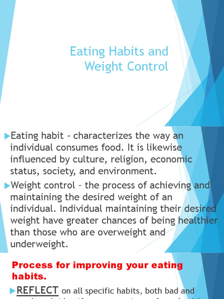 Improving Eating Habits for Weight Control | PDF | Dietary Supplements ...