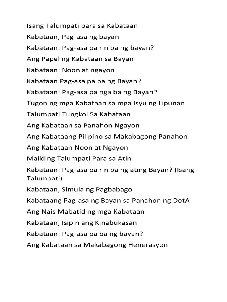 Isang Talumpati para Sa Kabataan | PDF