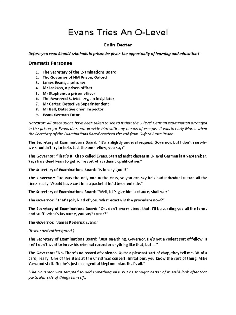 Evan Tries An O Level Script | PDF