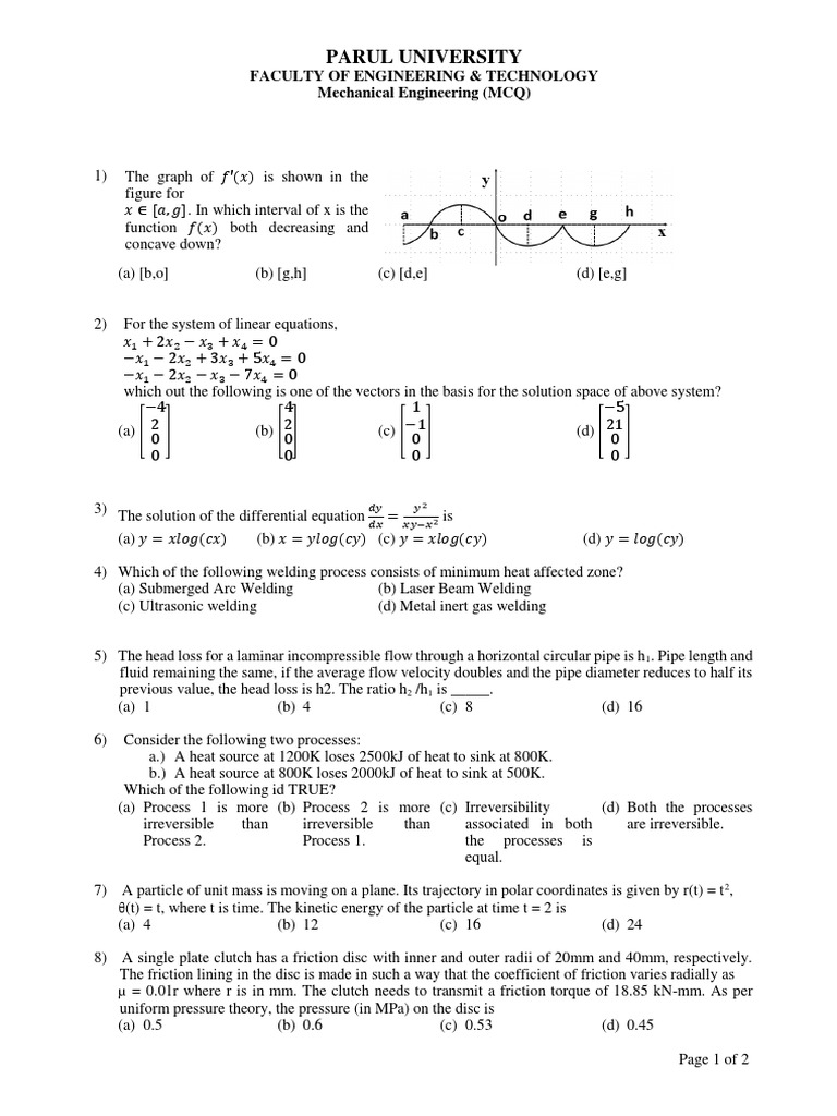 Mechanical Engineering Practice Exam: Questions Covering Topics ...