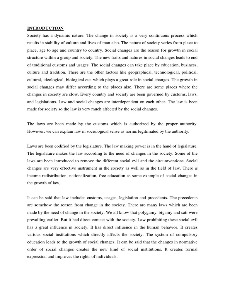 The Relationship Between Law and Social Change: An Analysis of How ...