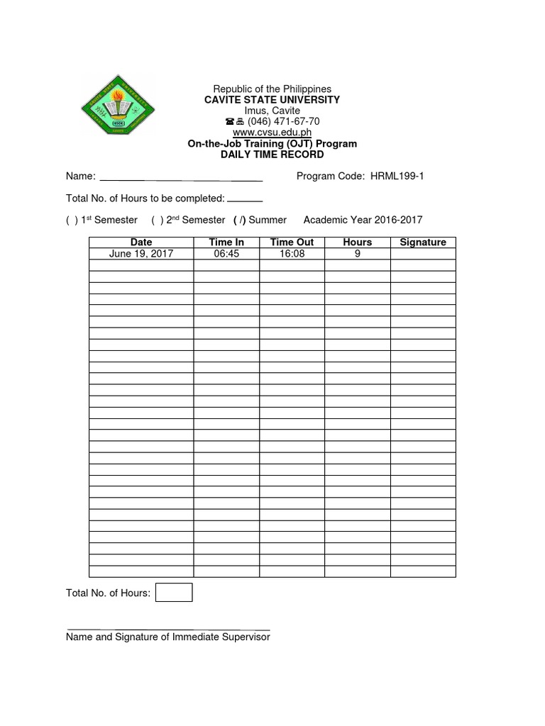 Daily Time Record | PDF