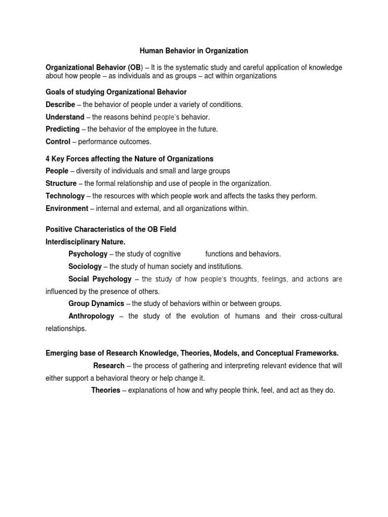 Human Behavior in Organization Reviewer... | PDF | Organizational ...