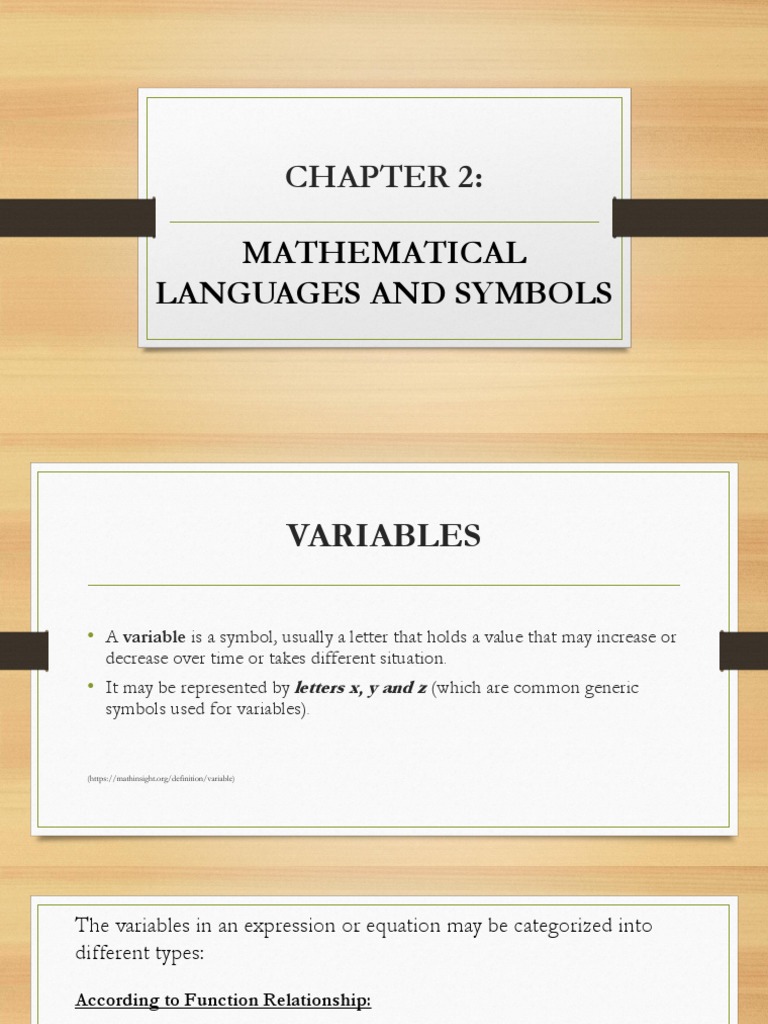 Mathematical Languages and Symbols | PDF | Set (Mathematics) | Variable ...