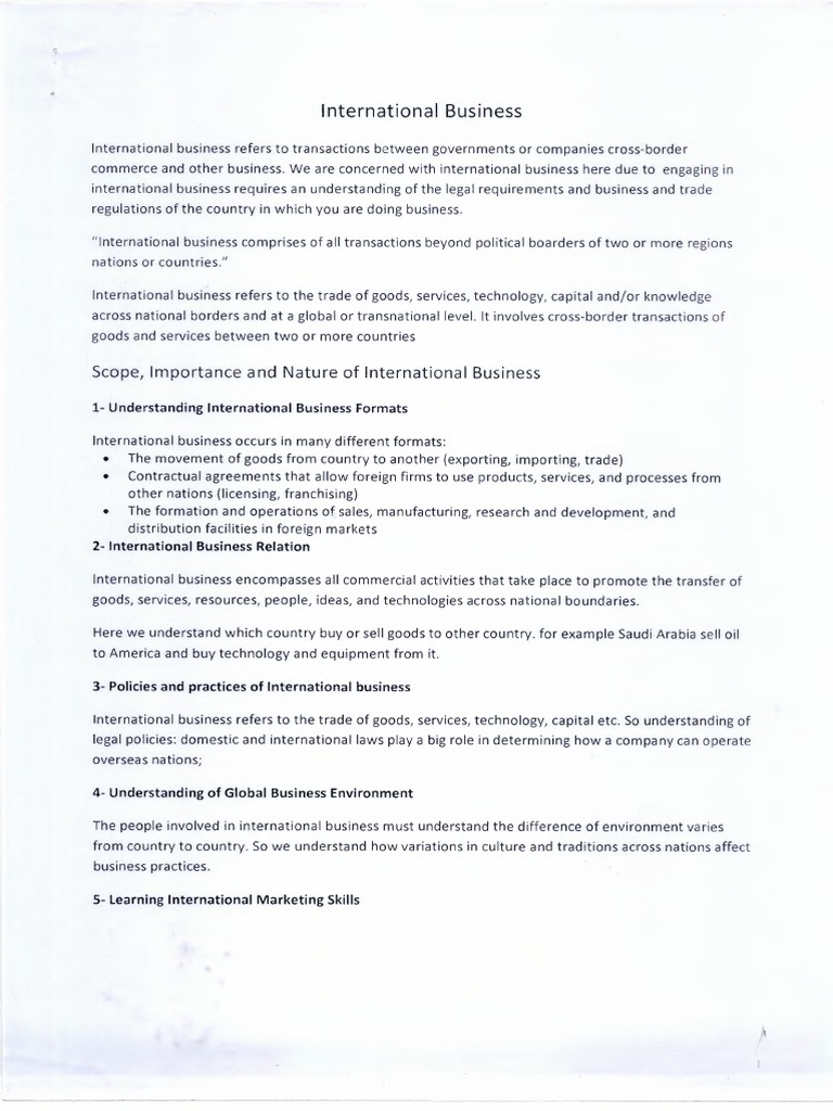 IB Chapter 1 Globalization | PDF | International Business | Business