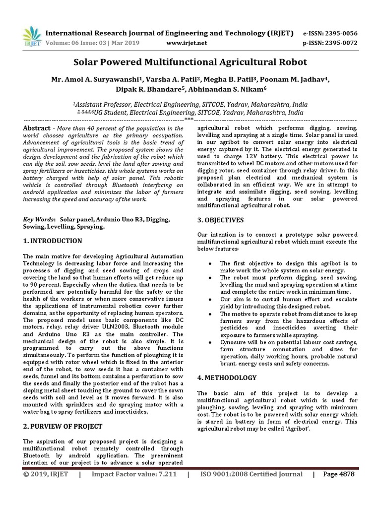 Solar Powered Multifunctional Agricultural Robot: International ...