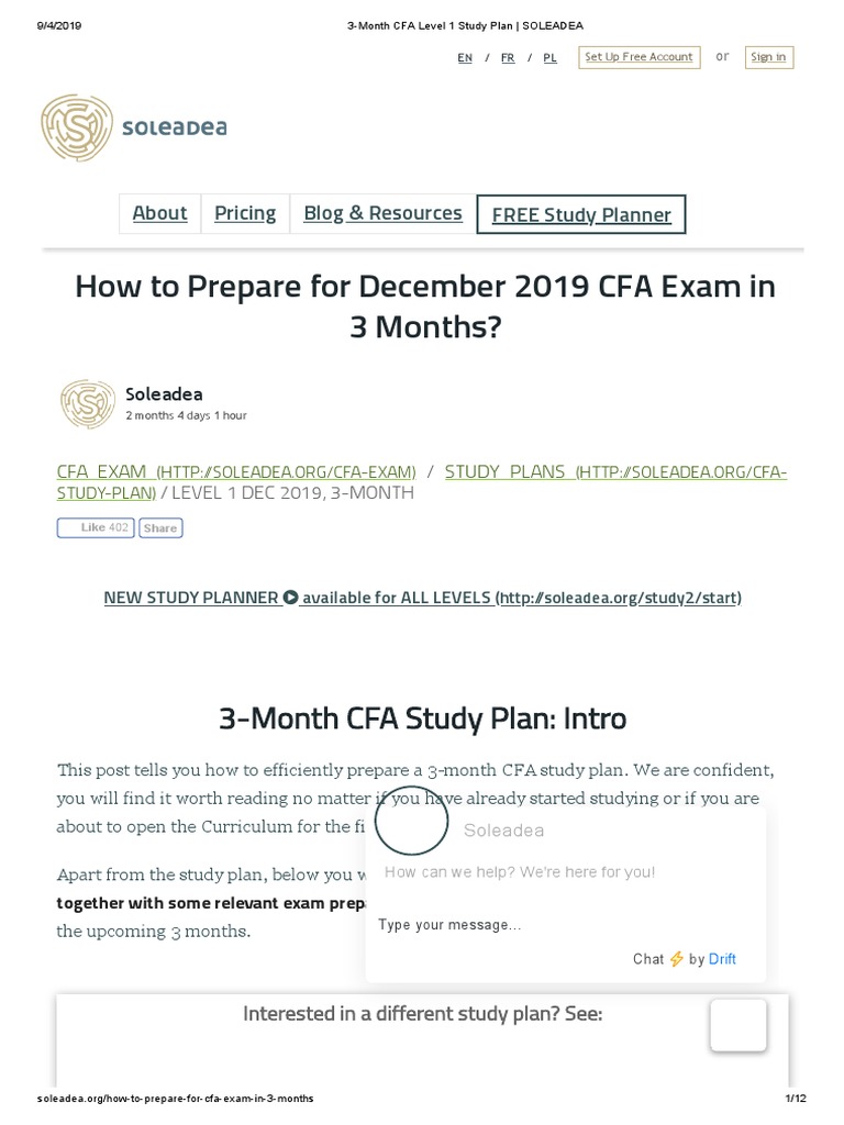 3-Month CFA Level 1 Study Plan - SOLEADEA | PDF | Economies