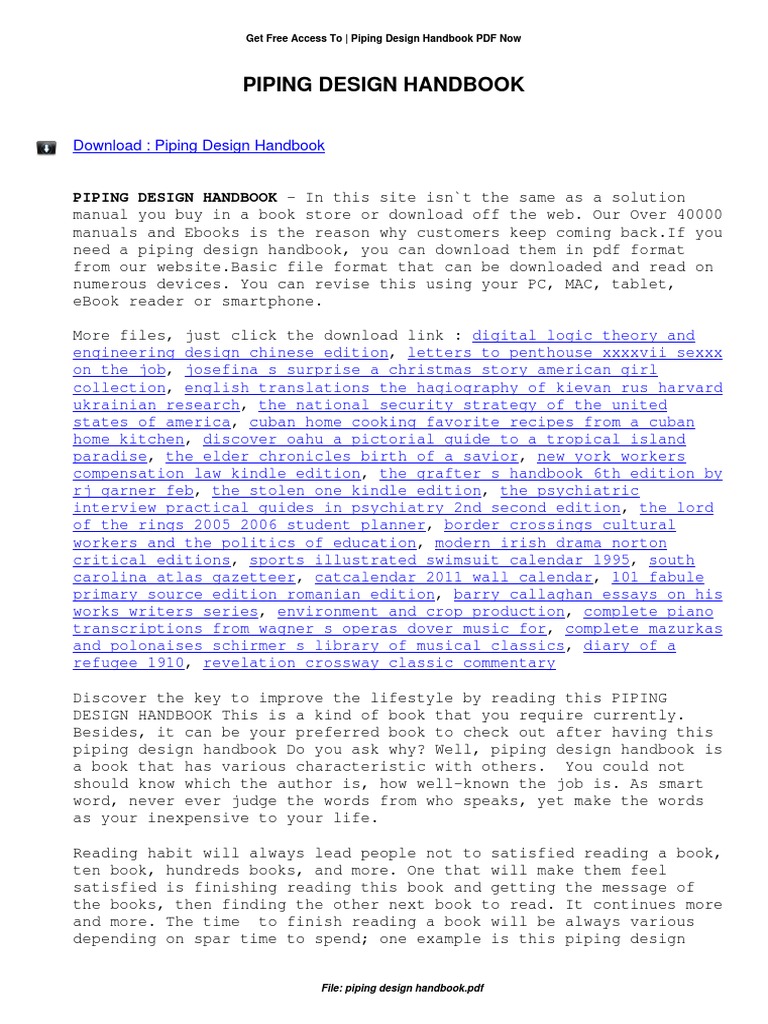 Download: Piping Design Handbook | PDF | E Books | Amazon Kindle