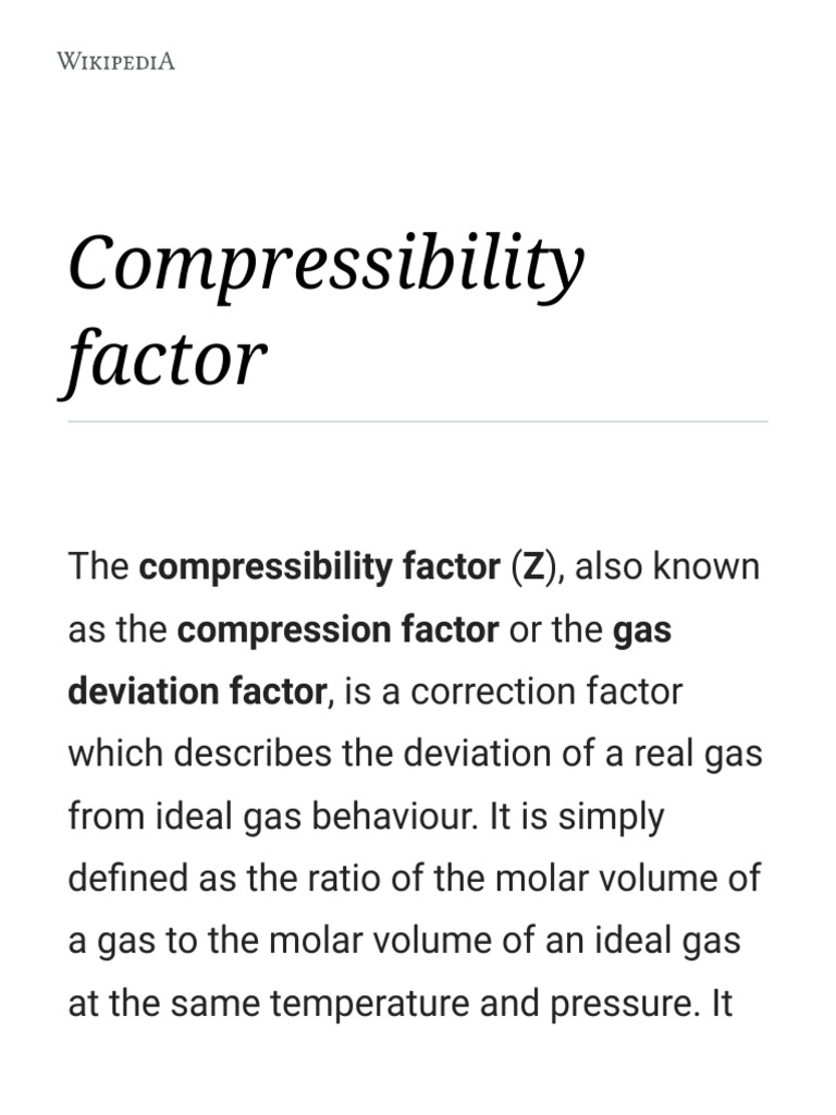 Compressibility Factors | PDF | Statistical Mechanics | Gases