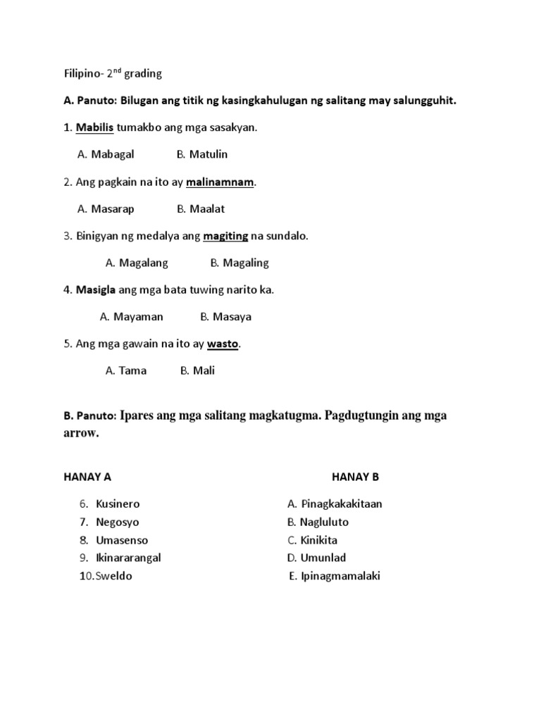 Pagsasanay Sa Filipino | PDF