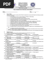 2nd Quarter Exam in Per Dev | PDF | Family | Intimate Relationships