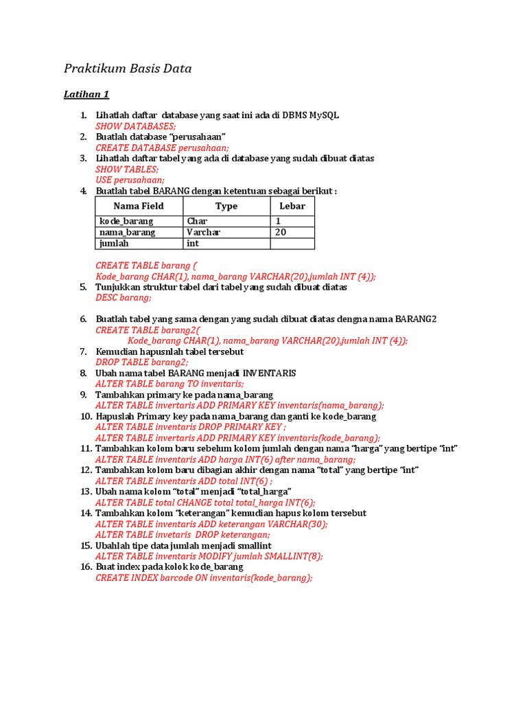 Latihan Basis Data Kelas XI | PDF