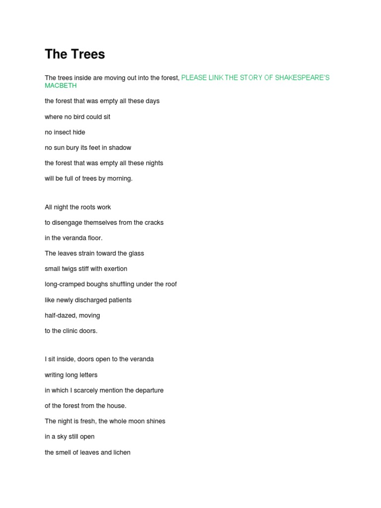 The Trees: Please Link The Story of Shakespeare'S Macbeth | PDF ...