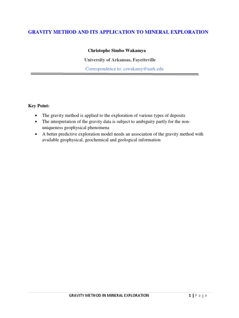 Gravity Method in Mineral Exploration GR PDF | PDF | Geophysics | Geology