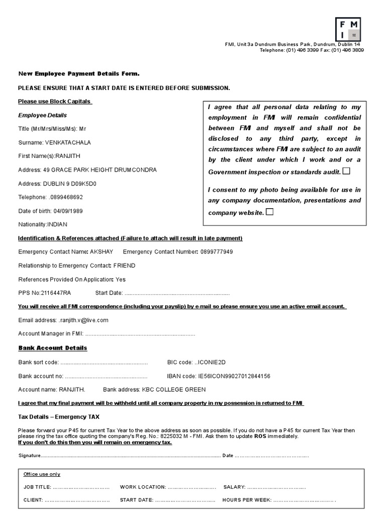 New Starter Form | PDF | Government | Business