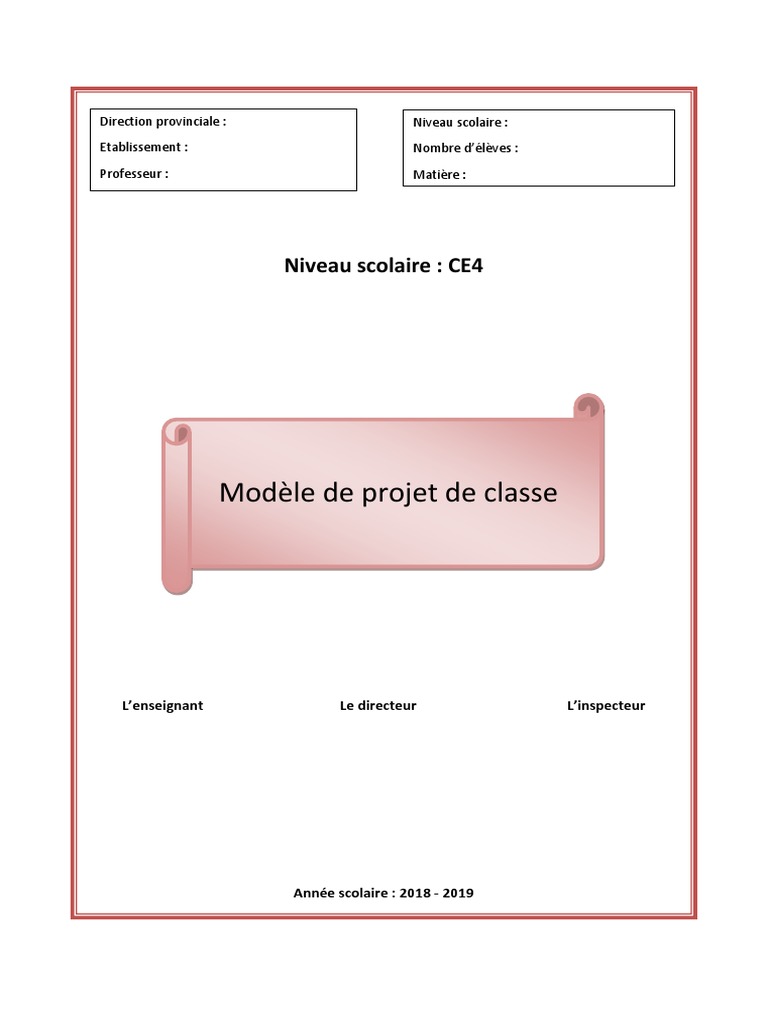 Modèle de projet de classe CE4 | PDF | Pédagogie | Cognition