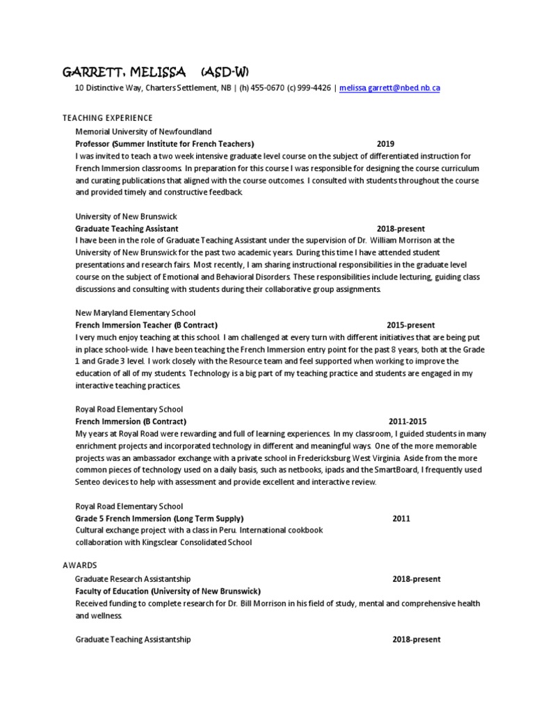 Melissa Resume | PDF | Teachers | University