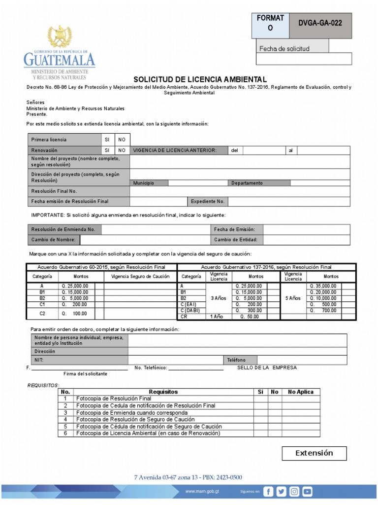 Solicitud De Licencia Ambiental Pdf Gobierno Business