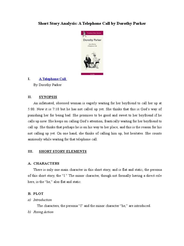 Short Story Analysis: A Telephone Call by Dorothy Parker | PDF | Narration