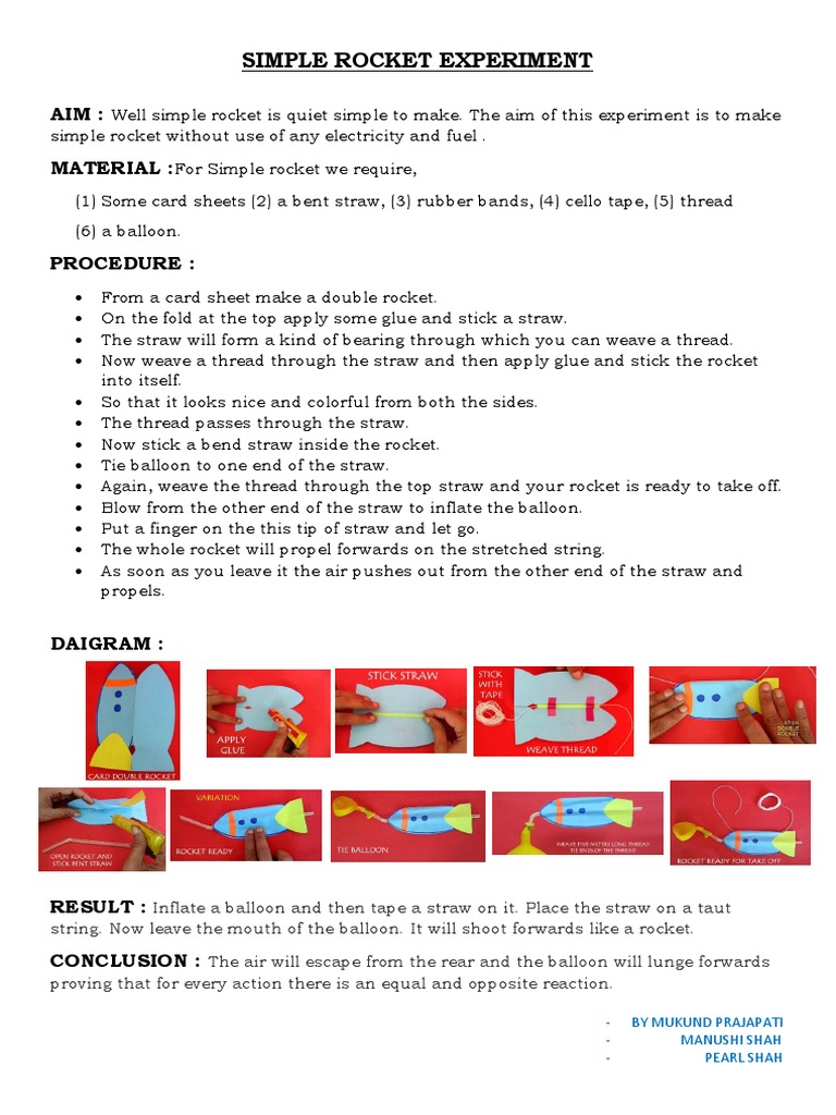 Simple Rocket Experiment: Aim: Material | PDF