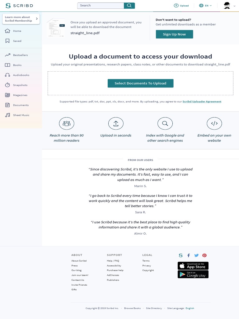 Upload A Document To Access Your Download: Straight - Line PDF | PDF | Scribd | Digital Technology