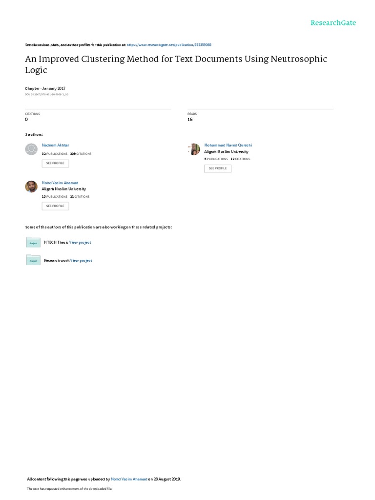 An Improved Clustering Method For Text Documents Using Neutrosophic Logic | PDF | Cluster ...