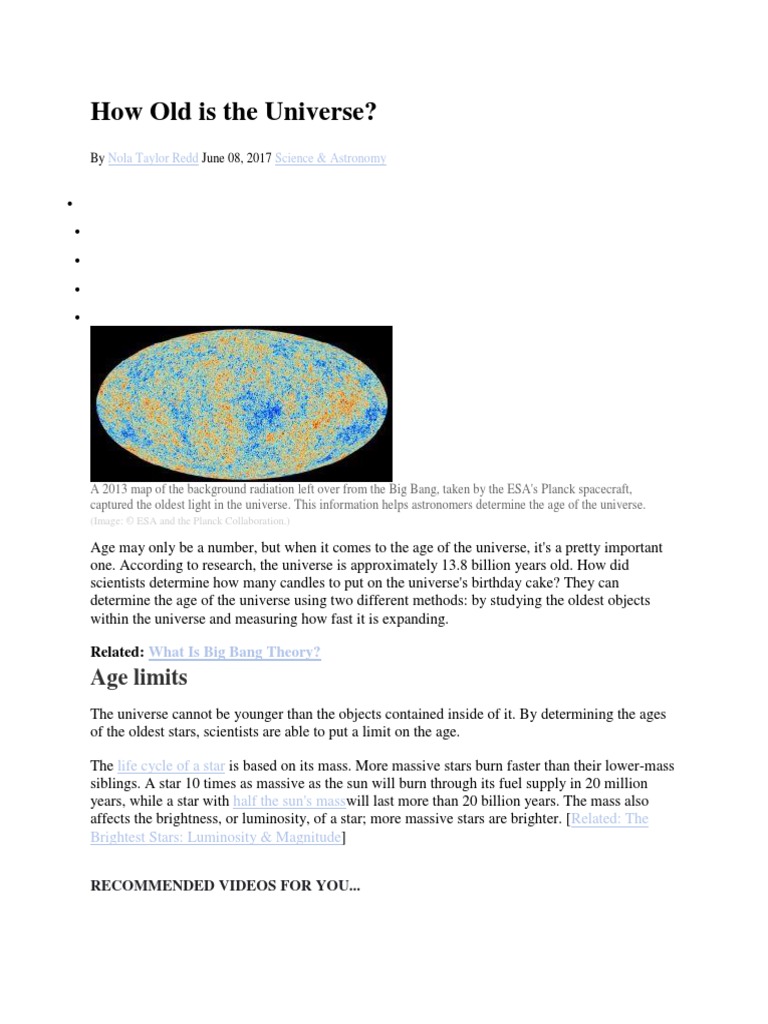 How Old Is The Universe | PDF | Stars | Universe