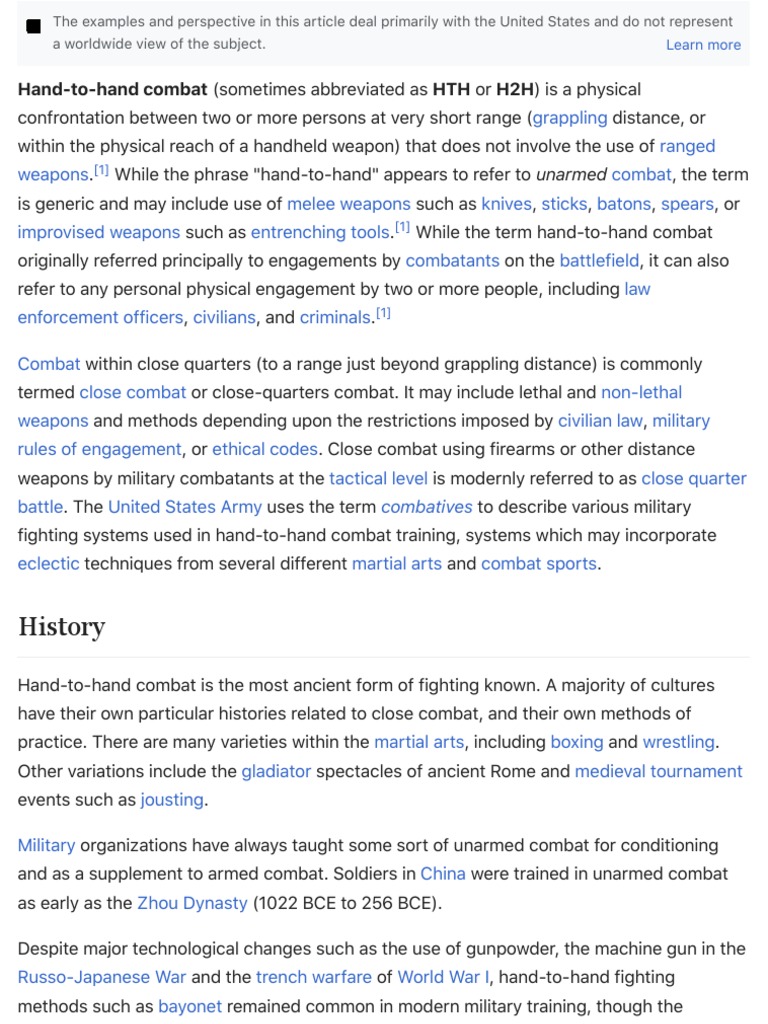 Hand To Hand - Combat PDF | PDF | Violent Conflict | Military
