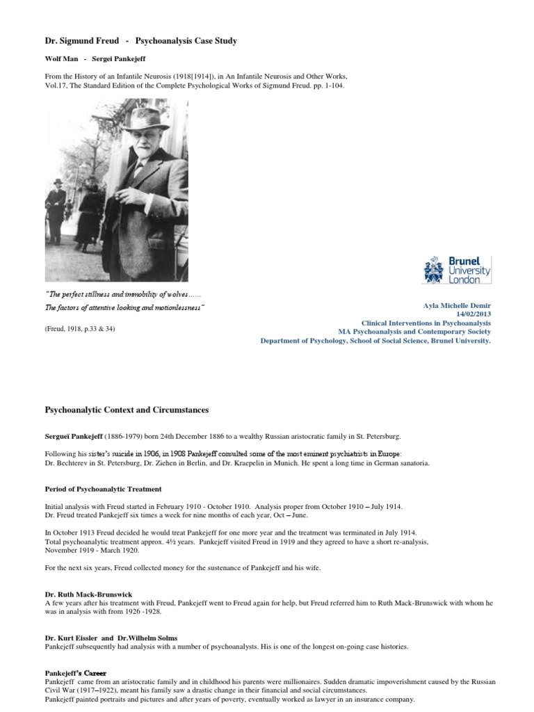 Freud's Wolf Man Case Analysis | PDF | Sigmund Freud | Psychoanalysis