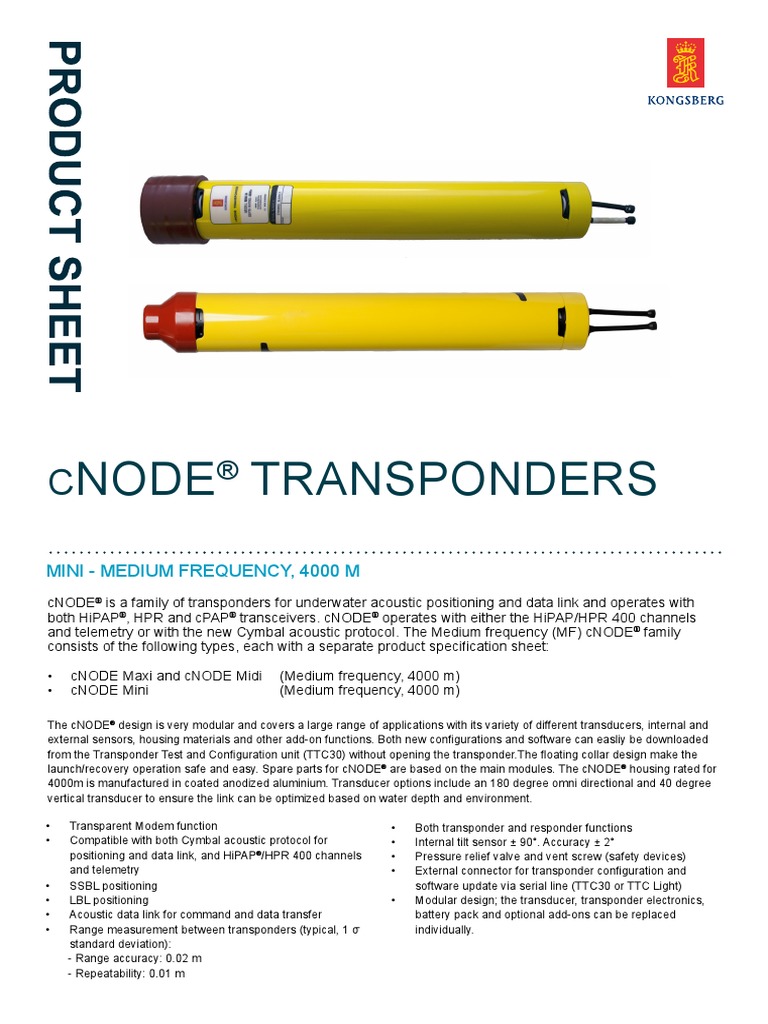 Node Transponders: Mini - Medium Frequency, 4000 M | PDF | Telemetry ...