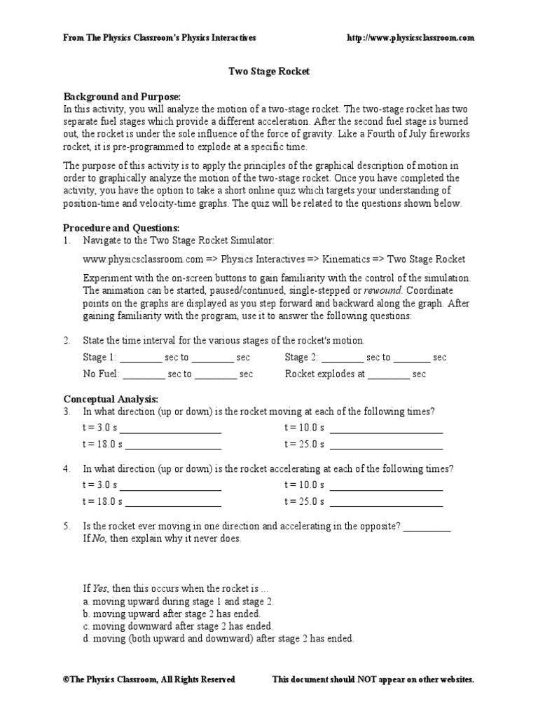 2 Stage Rocket Exercise | PDF | Acceleration | Rocket