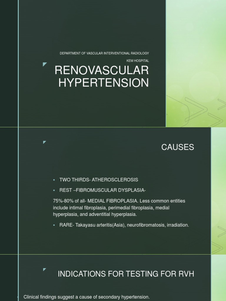 Renovascular Hypertension: Department of Vascular Interventional ...
