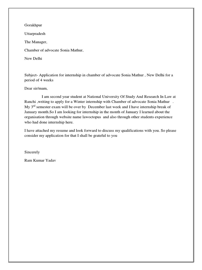 Letter To Chamber of Advocate Sonia Mathur | PDF