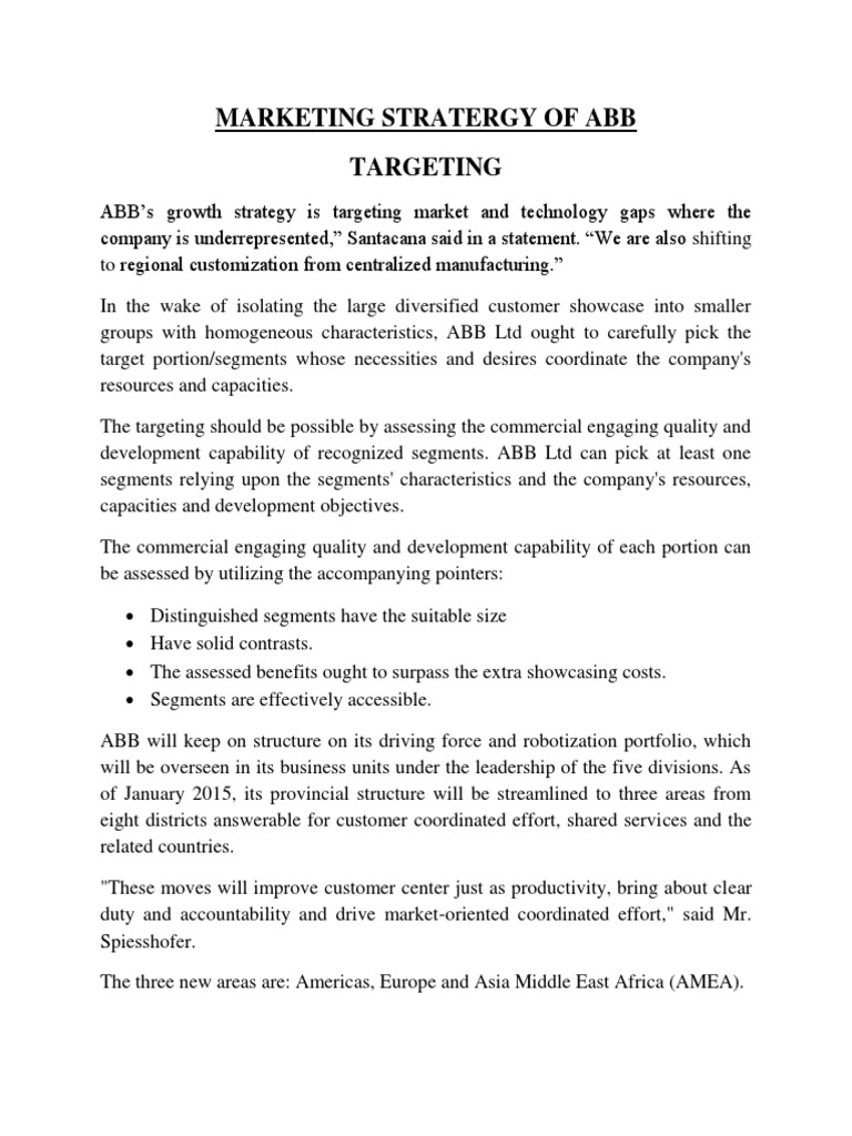 Marketing Stratergy of Abb | PDF | Marketing Strategy | Strategic ...