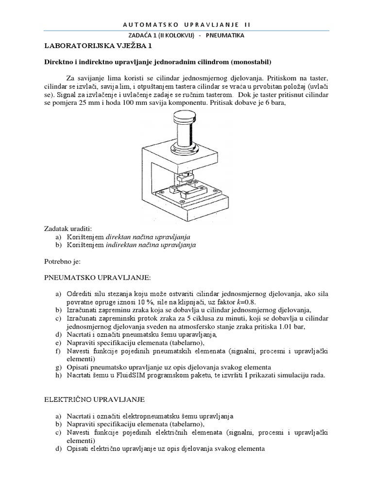Laboratorijske Vjezbe - Pneumatika | PDF