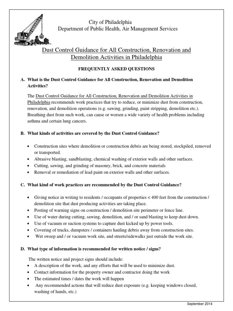 Dust Control Guidance For All Construction, Renovation and Demolition ...