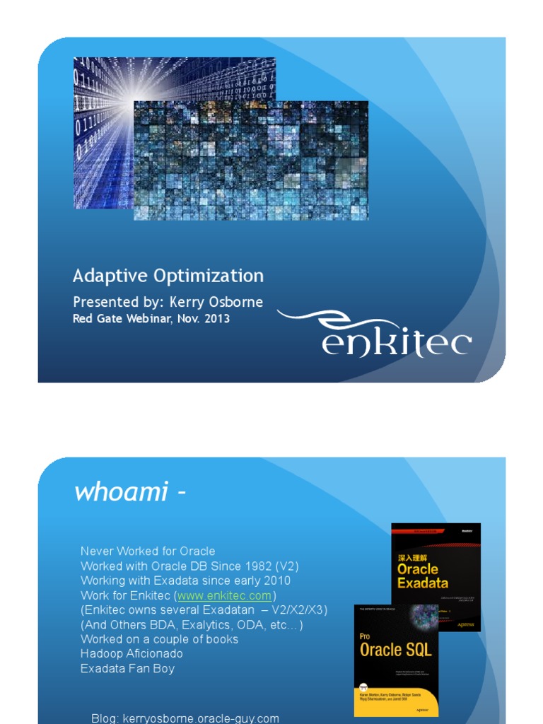12c Adaptive OptimizationV2 | PDF | Pl/Sql | Statistics