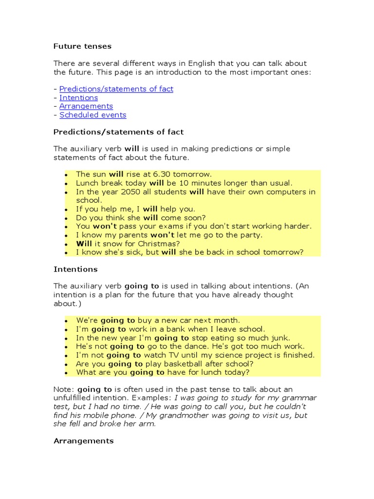 Future Tenses. Apuntes | PDF | Linguistic Typology | Grammar