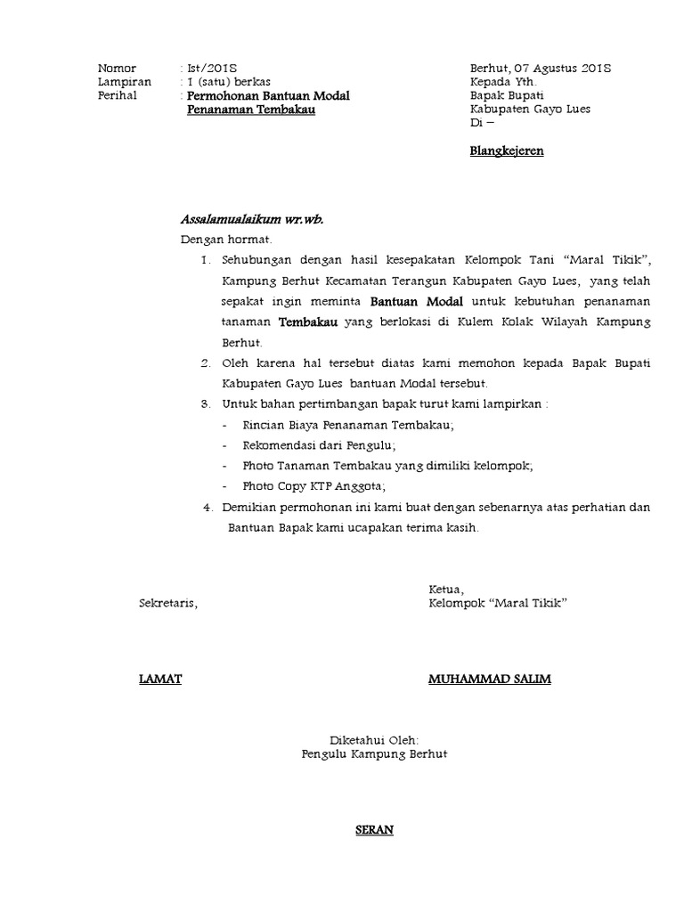 Proposal Kelompok Tani Maral Tikik Tembakau 1g | PDF