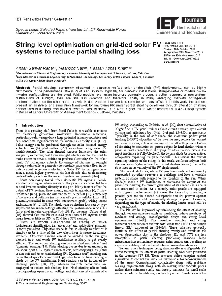 String Level Optimisation On Grid-Tied Solar PV Systems To Reduce ...