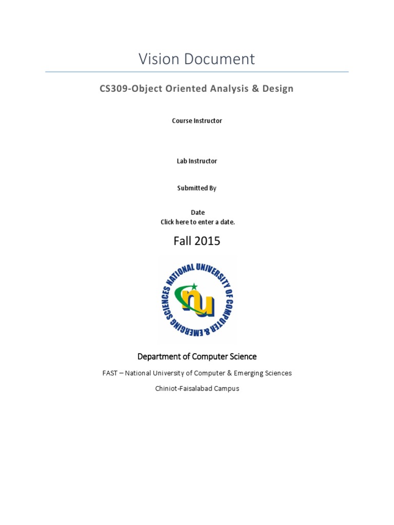 CS309 Vision Document for OOAD | PDF | Software | Computing
