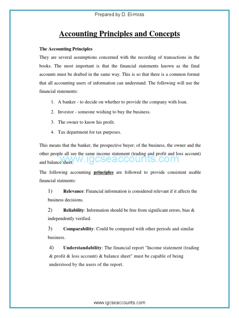 Accounting Principles And Concepts Pdf Pdf Debits And Credits