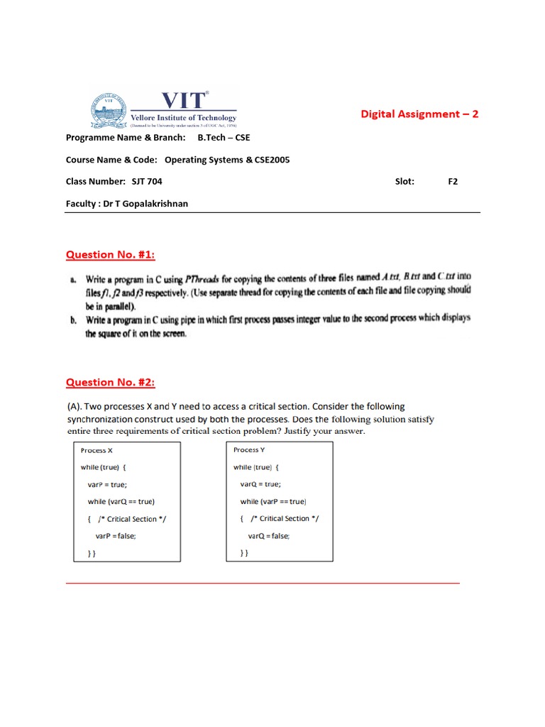 Digital Assignment - 2 | PDF | Computers