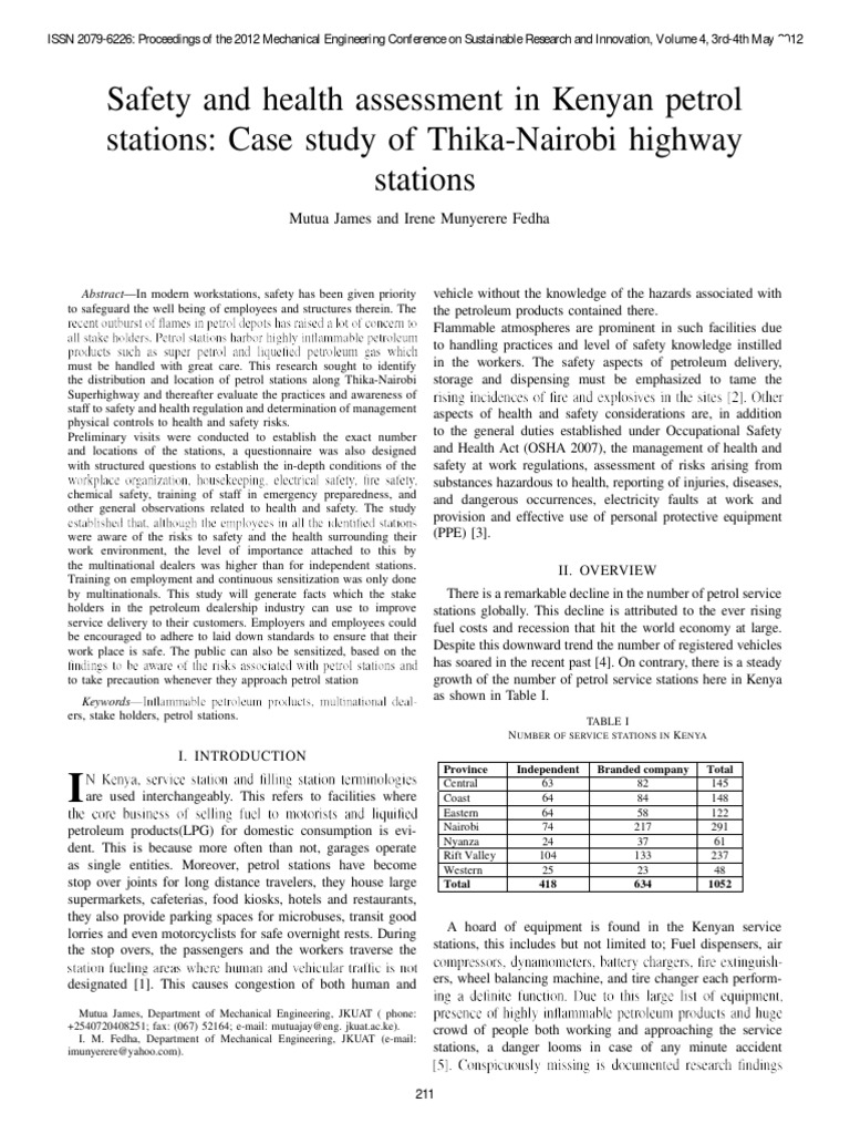 10.safety and Health Assessment in Kenyan Petrol Stations - Case Study ...