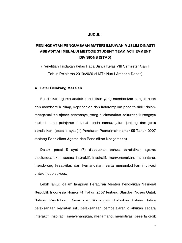 Proposal PTK PPG Daljab 2019 Mapel SKI | PDF