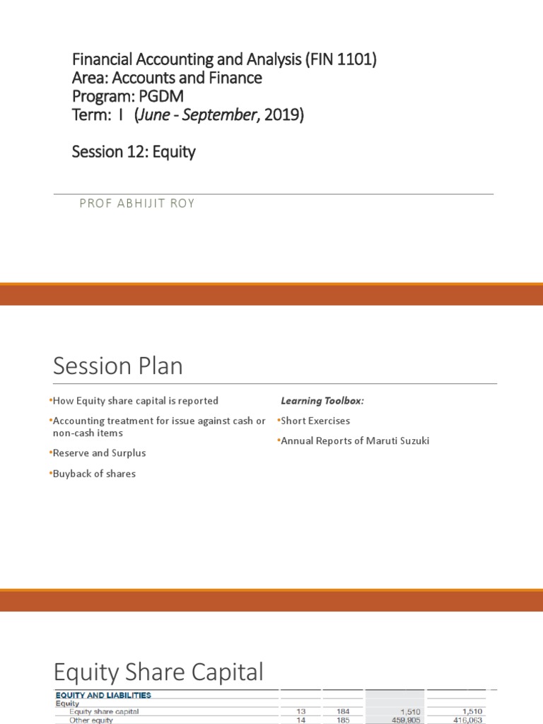 Financial Accounting and Analysis (FIN 1101) Area: Accounts and Finance ...