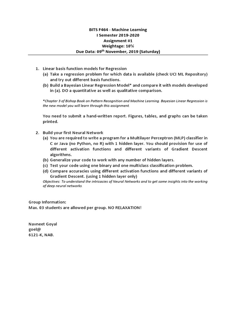 Assignment 1 Machine Learning Pdf