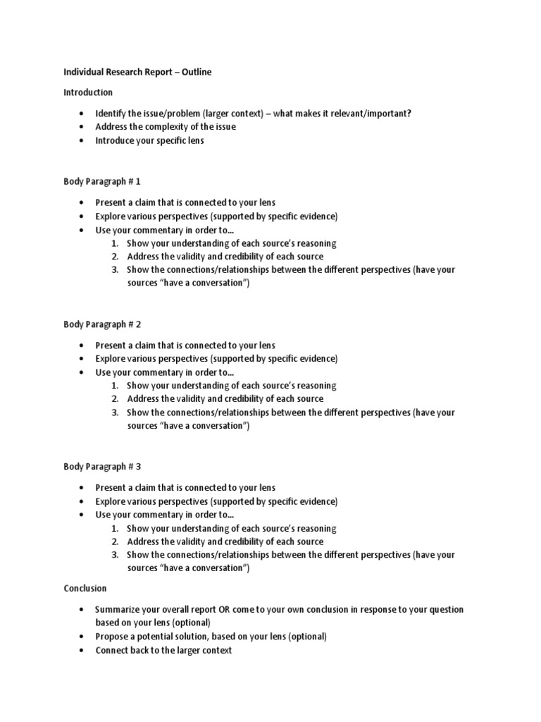 Individual Research Report Outline | PDF